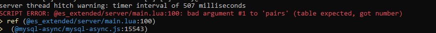 Script error es_extended - ES/ESX - Cfx.re Community Script error es_extended - ES/ESX - Cfx.re Community
