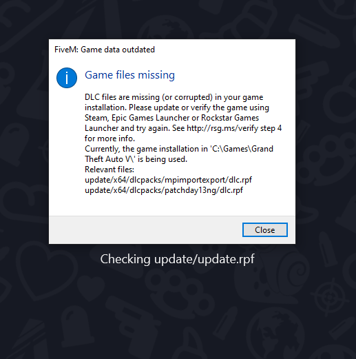 Game files missing - FiveM Client Support - Cfx.re Community