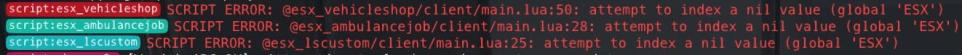 Console error with esx_vehiculeshop esx_ambulancejob and esx_lscustom ... Console error with esx_vehiculeshop esx_ambulancejob and esx_lscustom ...