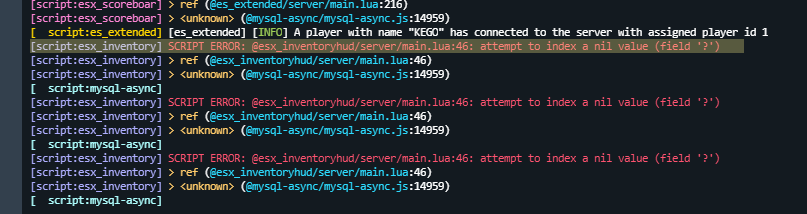 [script:esx_inventory] SCRIPT ERROR: @esx_inventoryhud/server/main.lua:46: attempt to index a ...