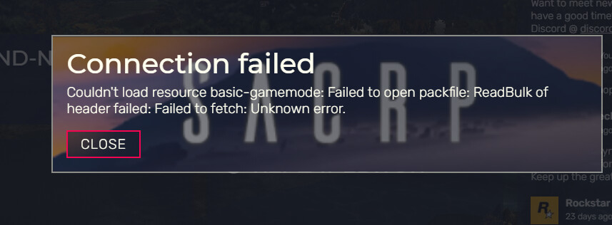 Failed to open packfile: ReadBulk of header failed - FiveM Client Support - Cfx.re Community