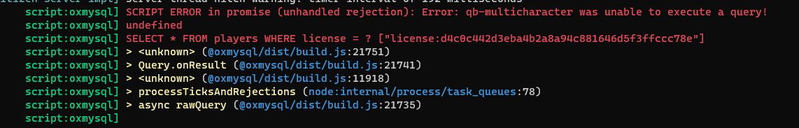 Qb-multicharacter error sql mysql - Resource Support - Cfx.re Community
