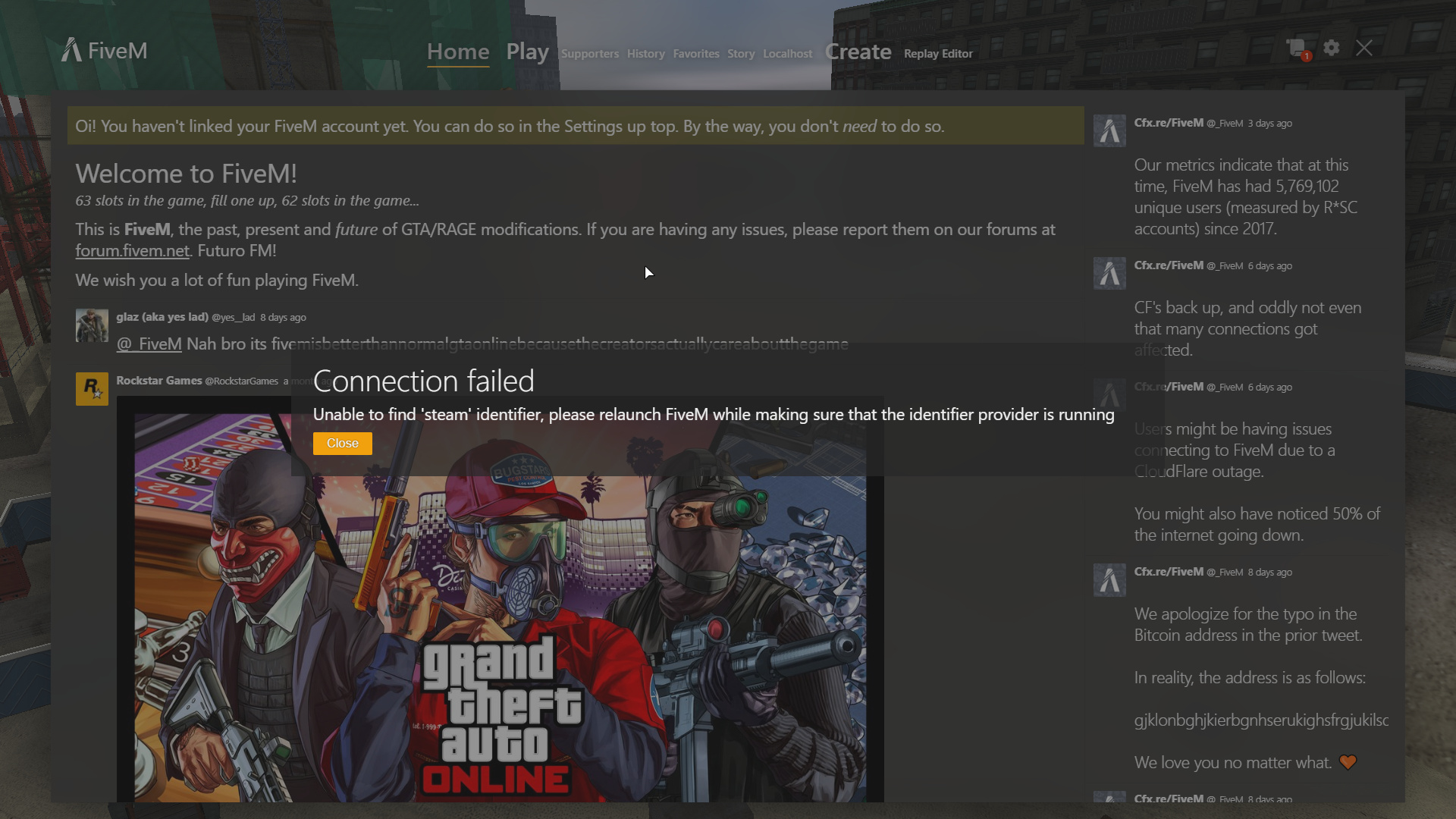 Unable to find steam identifier - ES/ESX - Cfx.re Community