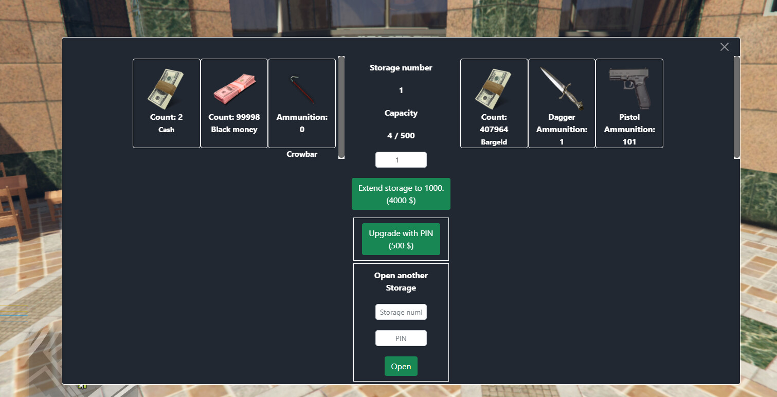 TBM Player Storage (PIN shared) - FiveM Releases - Cfx.re Community