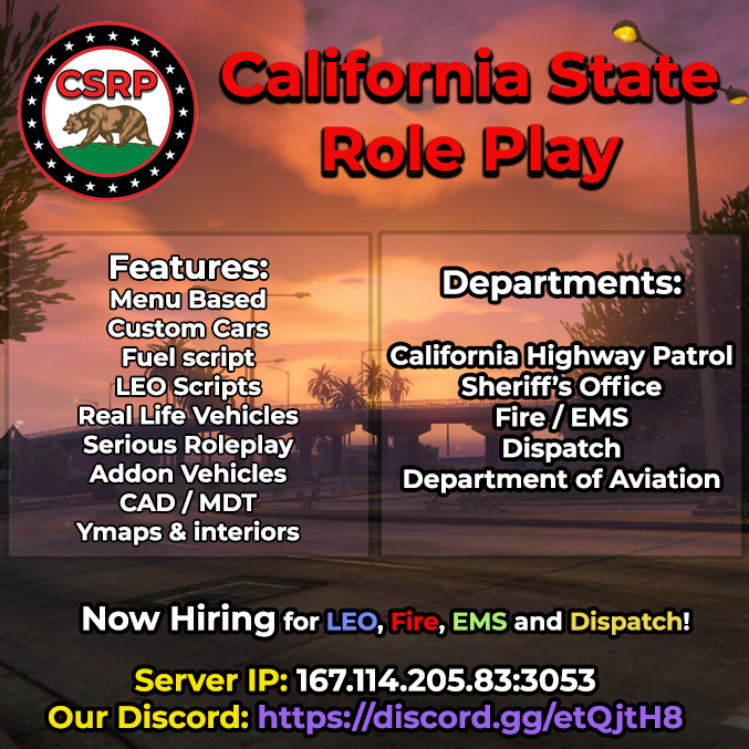 California State Rp|250+ Addon Cars|Anyone can be Cop|EUP|Easy ...