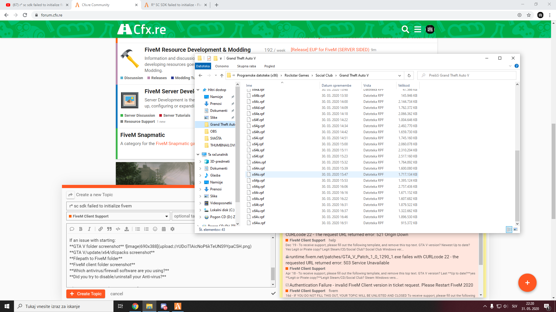 R Sc Sdk Failed To Initialize Fivem Fivem Client Support Cfx Re Community