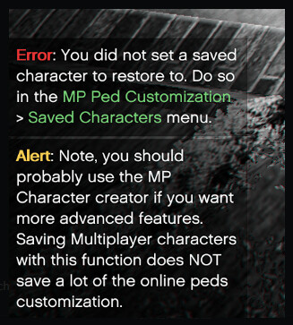 Error: MP Ped Customization > Saved Characters - Discussion - Cfx.re ...