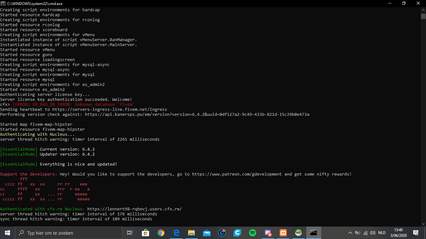 Error fivem unknow database - ES/ESX - Cfx.re Community