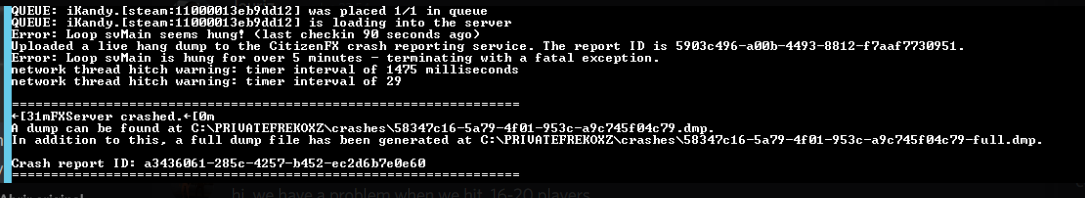 My server is crashing "Error: Loop svMain seems hung" - Server Owners ...