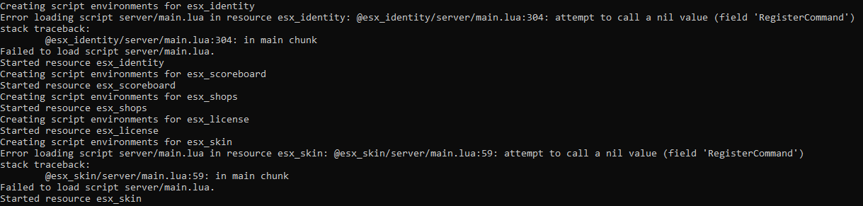 Error esx_identity and esx_skin registercommand - Discussion - Cfx.re ... Error esx_identity and esx_skin registercommand - Discussion - Cfx.re ...