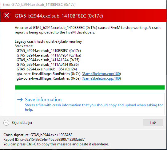 Gamebuild 2944 - Crash Reports (Puremode enabled) - Bug Reports - Cfx.re Community