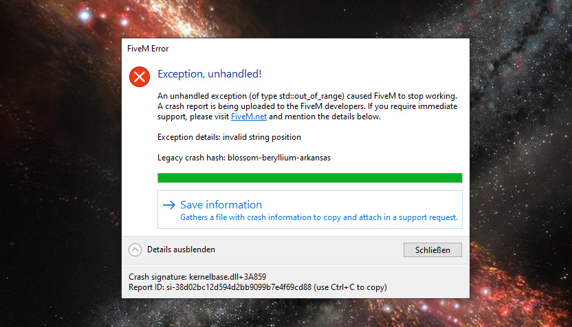 Games crashes after connecting the server - FiveM Client Support - Cfx ...