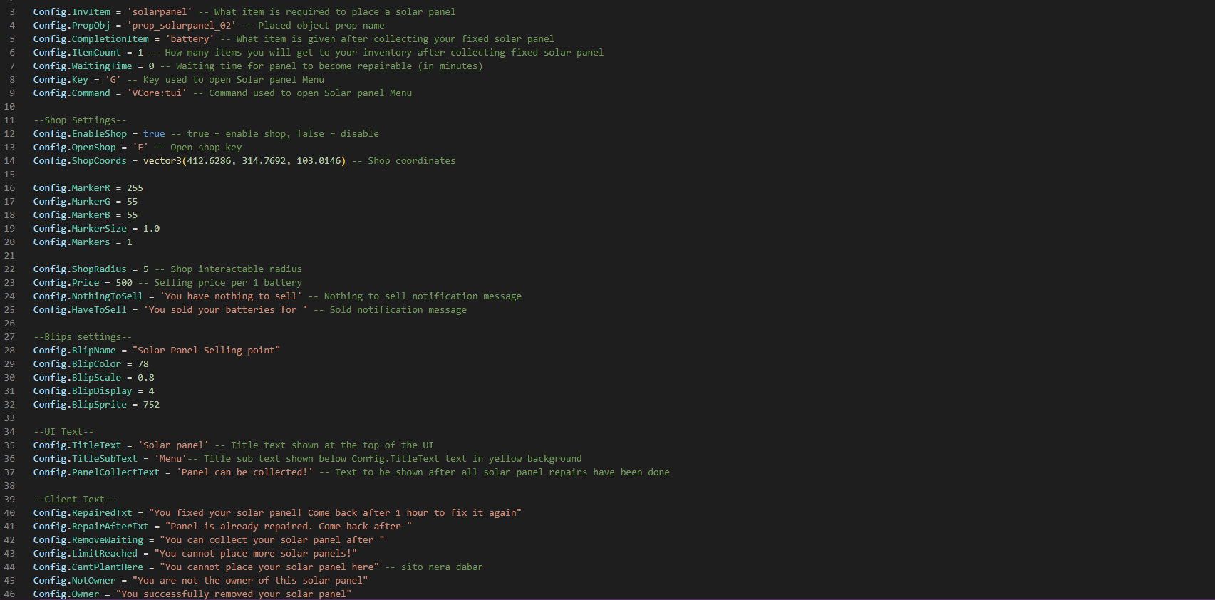 [PAID] [ESX/QBCore] Visual Core Solar Panels (Source Code) - FiveM Releases - Cfx.re Community