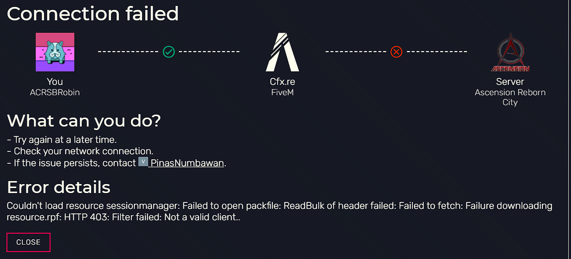 Stuck in this error for hours, I can't join any server - FiveM Client ...