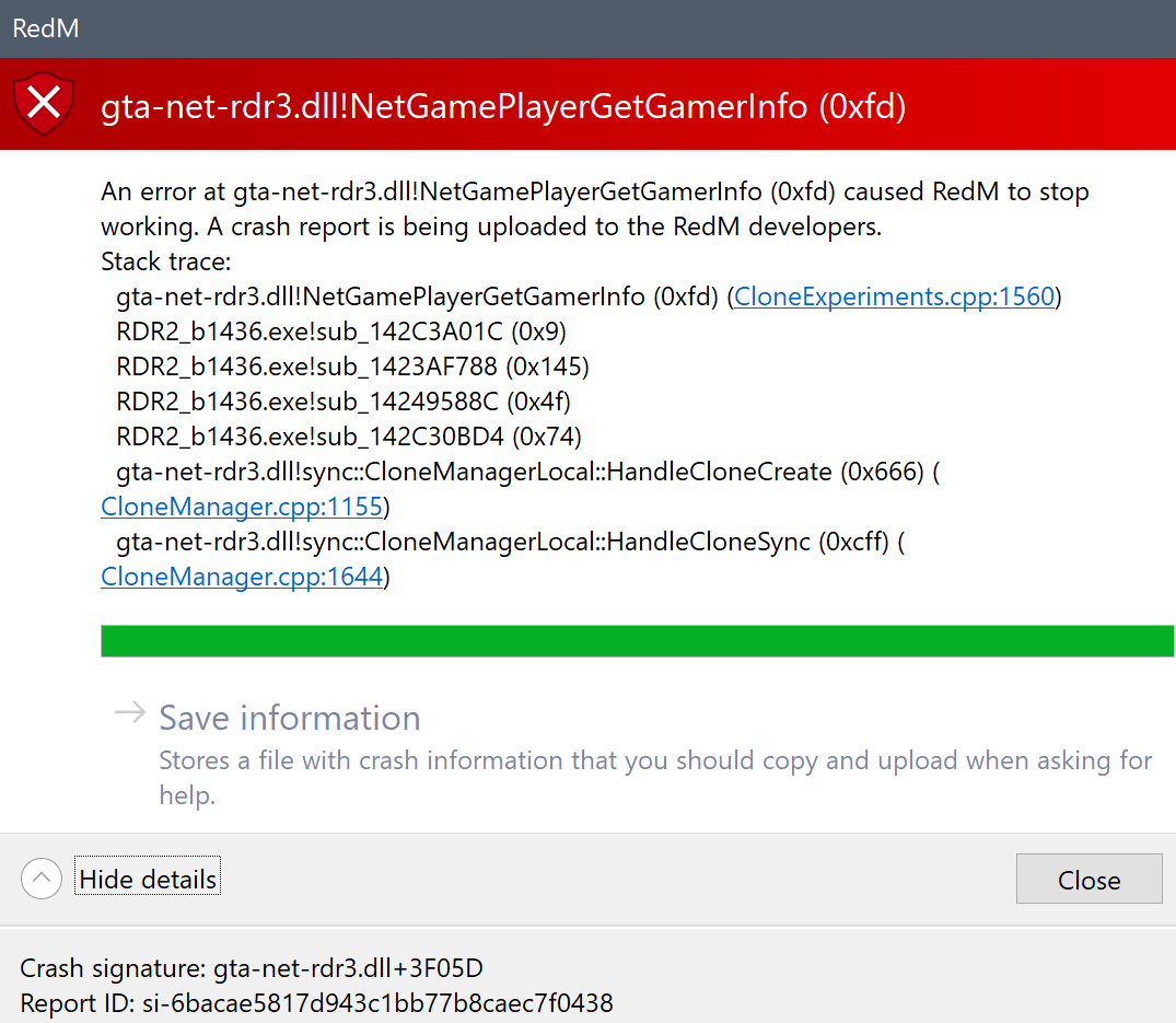 CNetGamePlayer::GetGamerInfo returns nullptr, causing crashes - Page 2 - RedM OneSync Reports ...