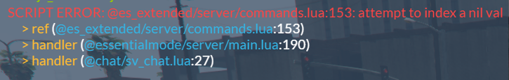 [HELP] es_extended/server/commands.lua:148: attempt to index a nil value (local "xPlayer") - ES ...