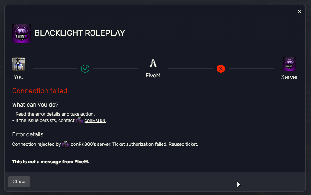 Reused Ticket Error - FiveM Client Support - Cfx.re Community