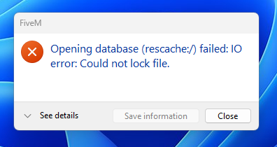 Opening Database Error - FiveM Client Support - Cfx.re Community