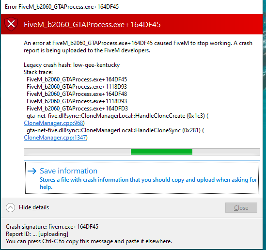 Crashing when connecting to server - FiveM Client Support - Cfx.re ...