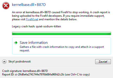 FiveM chrash before start | kernelbase.dll + B87D - FiveM Client ...