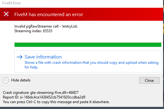 Nopixel - pgRawStreamer call !entryList , gta-streaming-five.dll error ...