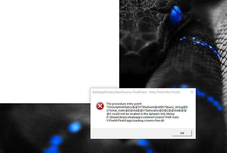Could not load component loading screens five.dII windows error code 127 - FiveM Client Support ...