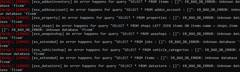 Mysql Database Error Fivem Client Support Cfxre Community