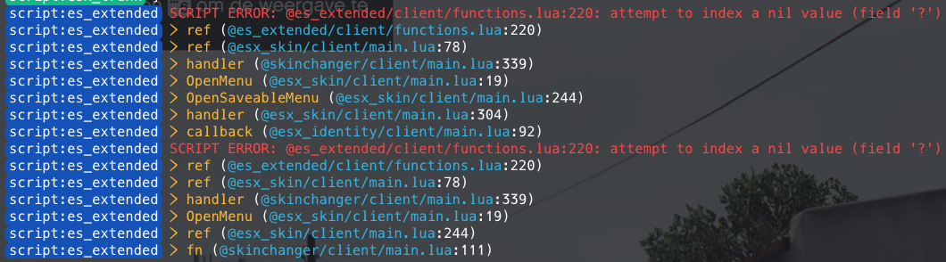 [HELP] es_extended/client/functions.lua:220: attempt to index a nil value (field '?') - ES/ESX ...