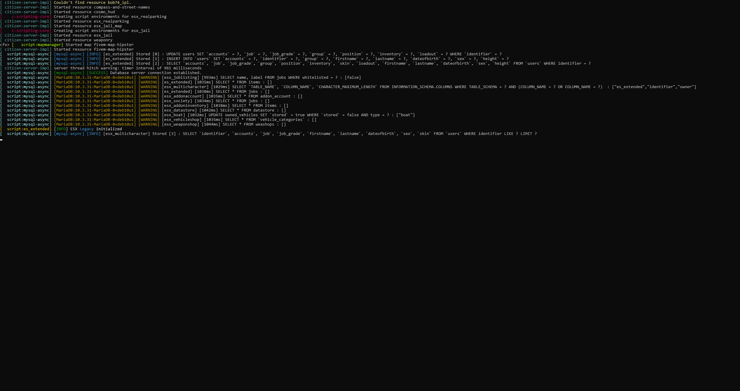 MariaDB values are not loaded - Server Discussion - Cfx.re Community