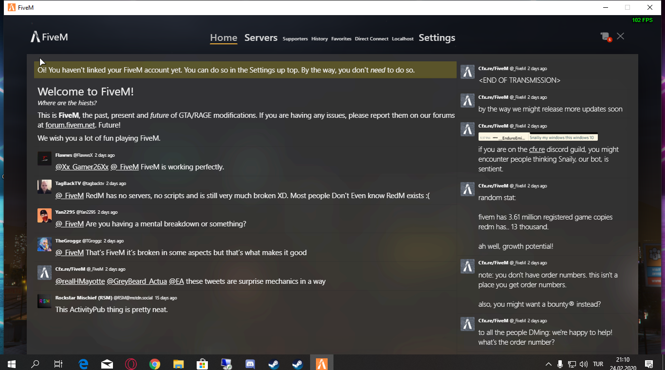 Error fivem client not showing up! **FIXED!: TRY TO CLOSE STEAM, OPEN ...