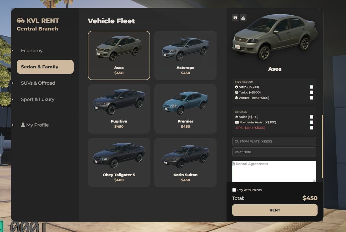 KVL RENTAL - The Ultimate Valet & Rental Experience [QBCore/ESX ...