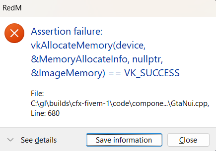 Redm assertion failure - RedM Client Support - Cfx.re Community
