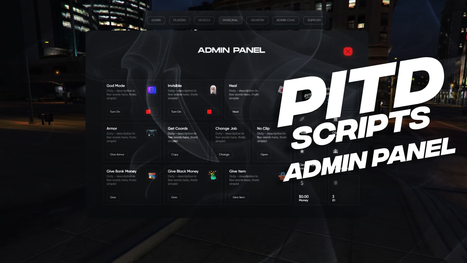[PAID] [ESX/QB] PITD ADMIN PANEL - FiveM Releases - Cfx.re Community