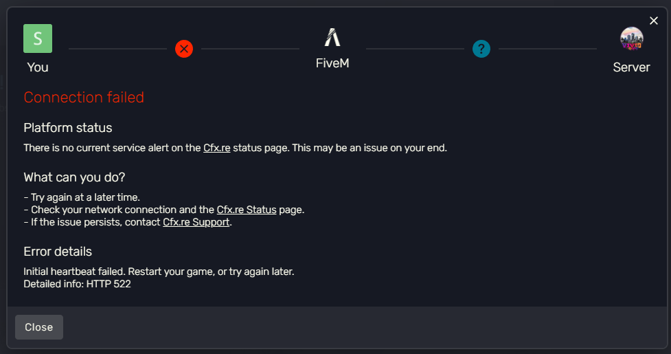 Connect Failed Everytime - FiveM Client Support - Cfx.re Community