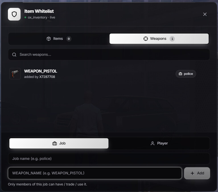 [FREE] NEX Item Whitelist [QB/QBX/ESX] - FiveM Releases - Cfx.re Community