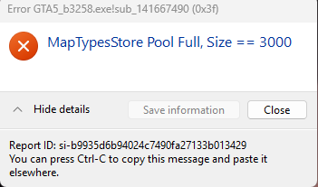 MapTypesStore Pool Full, Size = = 3000 - FiveM Client Support - Cfx.re ...