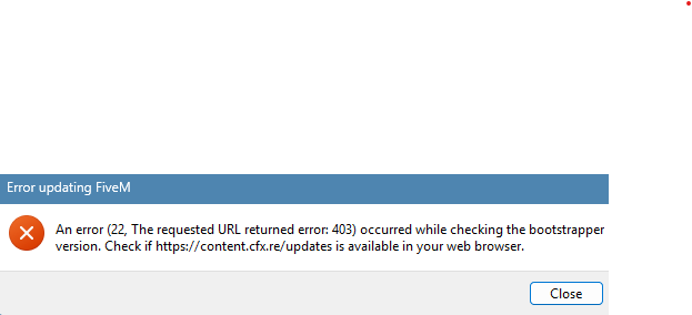 An error (22) occurred while checking the bootstrapper version - FiveM Client Support - Cfx.re ...