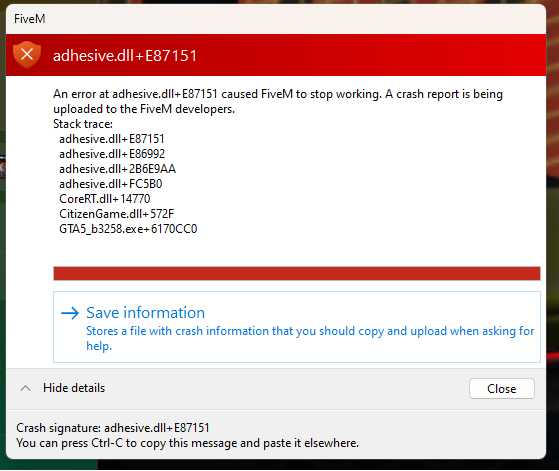 Adhesive.dll / Early-exit trap - FiveM Client Support - Cfx.re Community