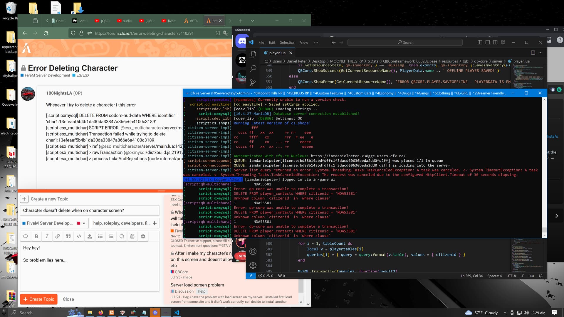 Character doesn't delete when on character screen? - QBCore - Cfx.re Community