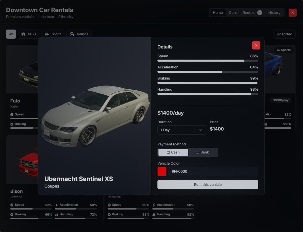 Peak Scripts: Vehicle Rentals - FiveM Releases - Cfx.re Community