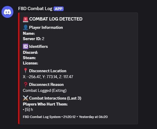 F8D - Combat Log & AFK Management System - RedM Releases - Cfx.re Community