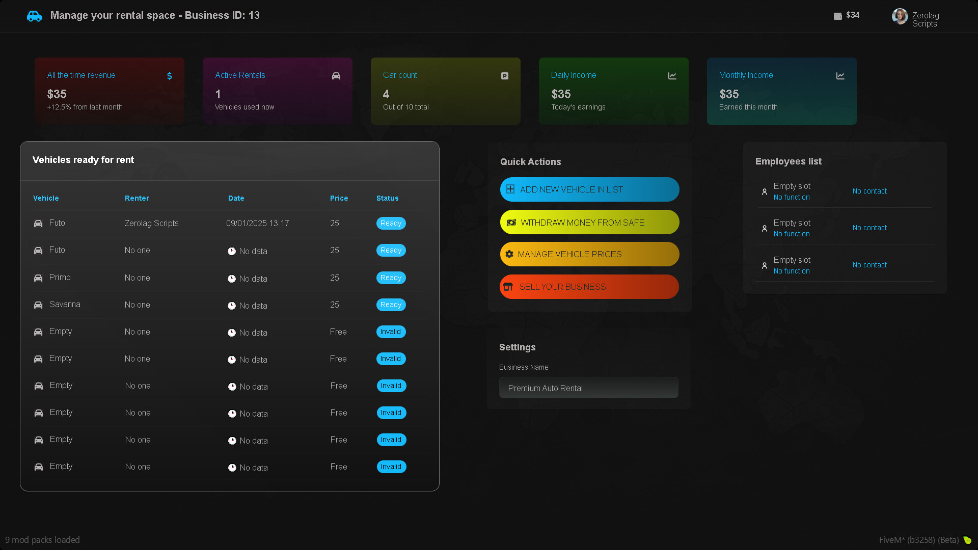 BUY AND MANAGE YOUR RENT CAR BUSINESS [ESX/QBCORE/STANDALONE] - FiveM ...