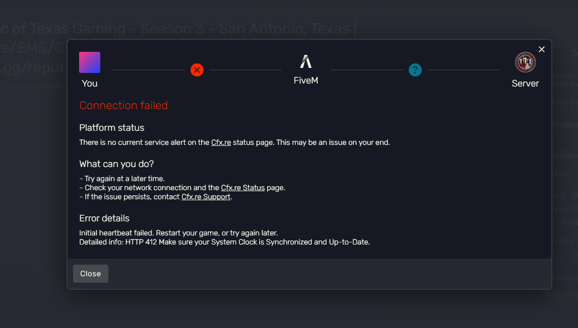 Connection failed for joining a server but ok to join other servers - FiveM Discussion - Cfx.re ...
