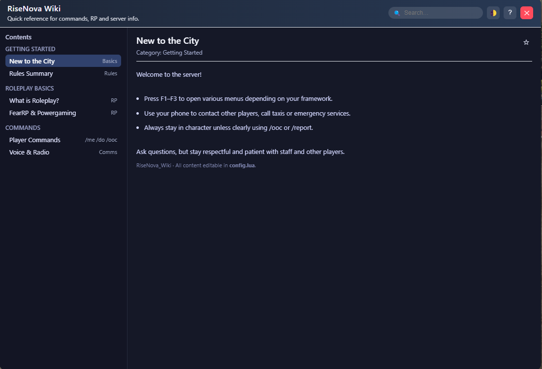 RiseNova_Wiki --- Premium In-Game Roleplay Wiki - FiveM Releases - Cfx ...
