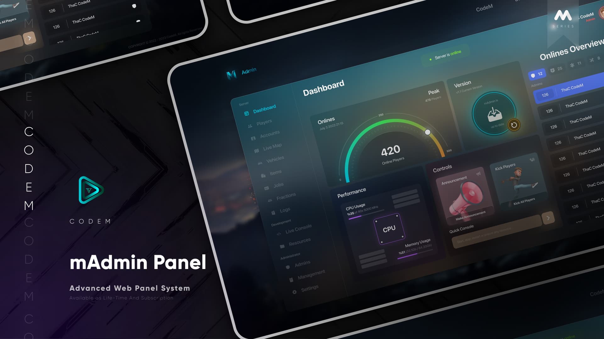 CodeM mAdmin Ultimate Web Panel | ESX - QB - FiveM Releases - Cfx.re Community