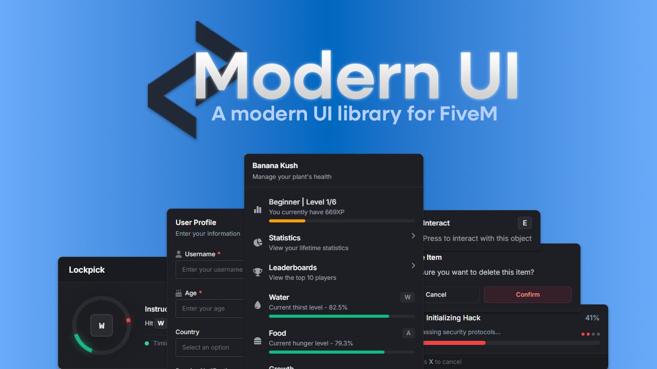 Modern UI | Menus, Skill Check, Progress Bar, Dialogs & More - FiveM Releases - Cfx.re Community