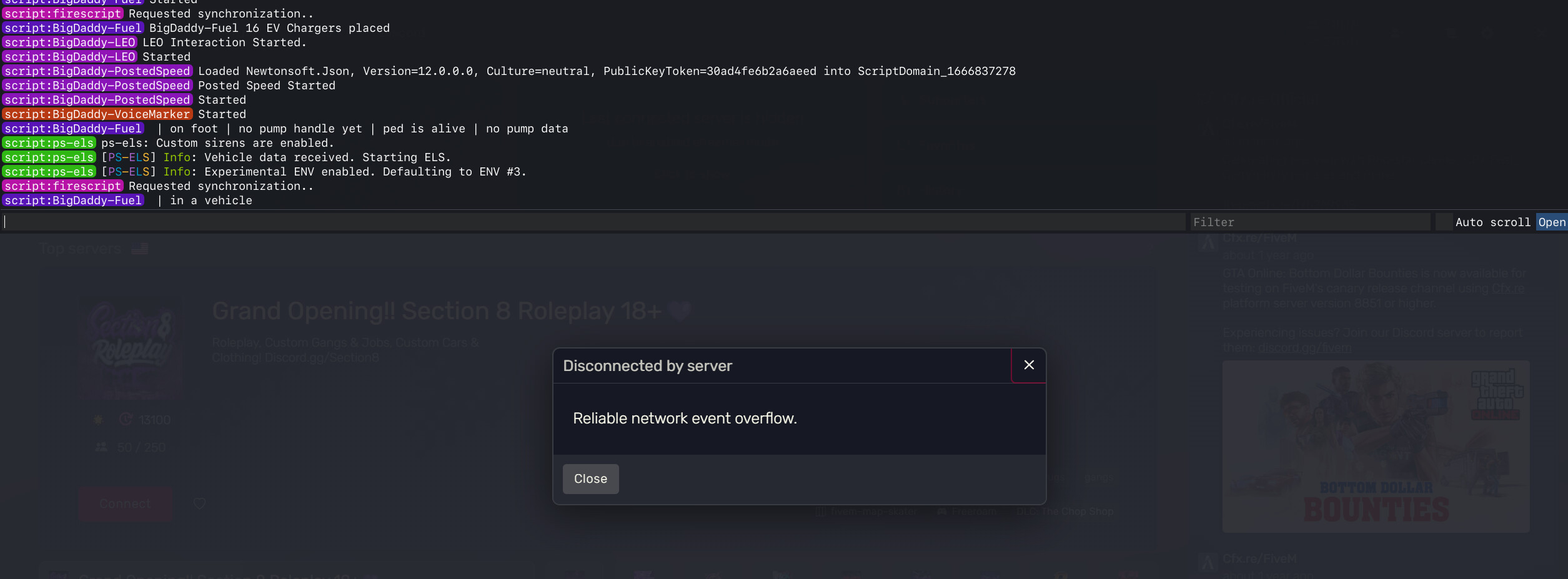 Reliable network overflow error that couses a crash/kick from the ...