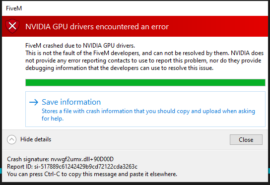 Nvidia GPU Crash error onstart - Resource Support - Cfx.re Community