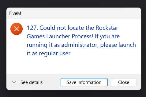 FiveM Crashes and Shows "Cant Find Rockstar Games launcher Process ...