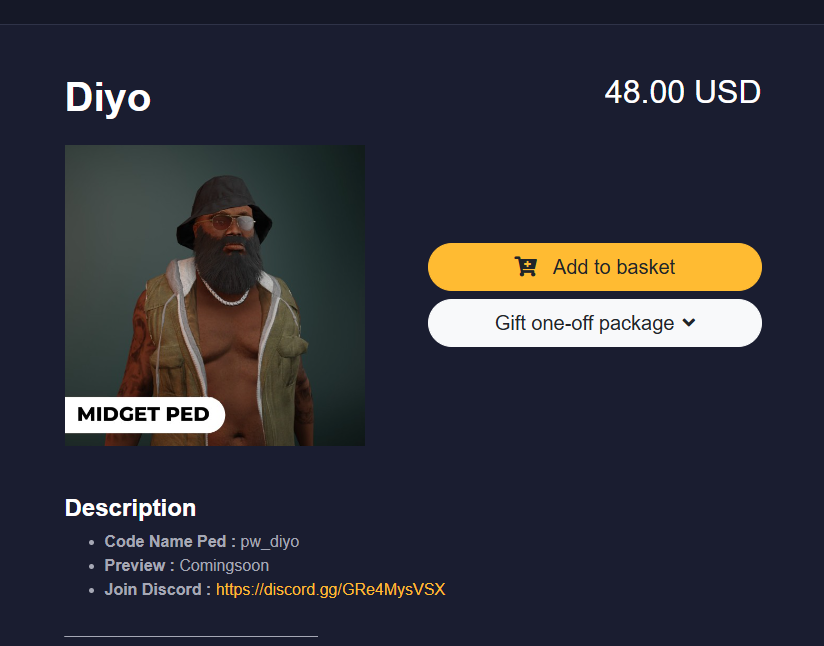 [PED] Midget Diyo - Custom Ped - FiveM Releases - Cfx.re Community